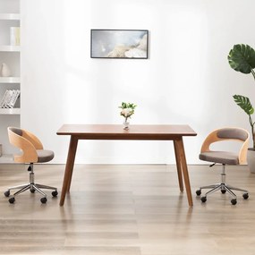Otočná jídelní židle taupe ohýbané dřevo a textil - Default Title