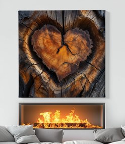 Obraz na plátně - Srdce kontrast, dřevo styl FeelHappy.cz Velikost obrazu: 80 x 80 cm