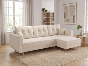 Rozkládací oboustranná sedací souprava do L SILVIANO 230x140 cm, krémová