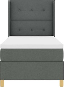 Postel s boxspringem s čelo Tmavě šedá 90 x 200 cm textil 3341813