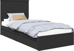 Postel s úložným prostorem Černá 90 x 190 cm Kompozitní dřevo 3411251