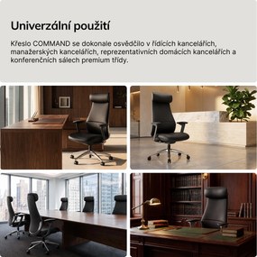 Kancelářské kožené manažerské křeslo černé COMMAND