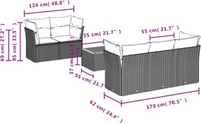 6dílná zahradní sedací souprava s poduškami černá polyratan 3223479