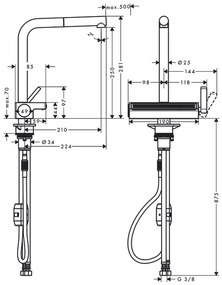 Hansgrohe Aquno Select M81 - Páková kuchyňská baterie 250, vytahovatelný výtok, 2jet, chrom 73836000