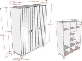 Béžová dětská šatní skříň 149x196x58 cm Sezane – Vipack