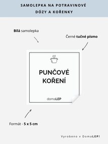 Samolepka na kořenky PUNČOVÉ KOŘENÍ bílá 5 × 5 cm tučné písmo