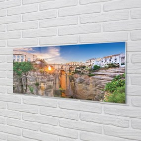 akrylový obraz Španělsko Bridge sunset 120x60 cm