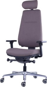 MERCURY STAR Ergonomická kancelářská židle DIVERSE – pro dlouhé sezení 8–12 h, látka, tmavě hnědá