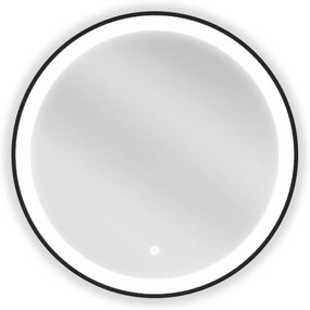 Mexen Esso, kulaté LED podsvícené koupelnové zrcadlo 60 cm, 6000K, topná podložka proti zamlžování, černý rám, 9825-060-060-611-70