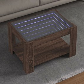 Konferenční stolek s LED hnědý dub 73x53x45 cm kompozitní dřevo