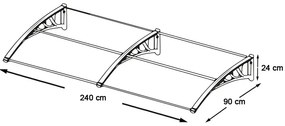 Plastová vchodová stříška ve více velikostech a barvách - 240x90 cm, bílá