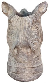 Šedý cementový květináč v designu hlavy zebry – 16x10x15 cm