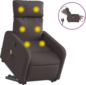 Elektrické zvedací masážní polohovací křeslo tmavě hnědé textil 3206731