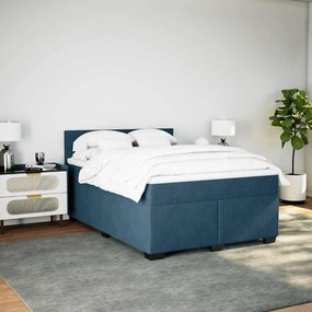 Box spring postel s matrací modrá 140 x 200 cm samet 3288634