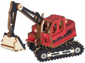 Woodcraft construction kit Woodcraft Dřevěné 3D puzzle Rypadlo červená
