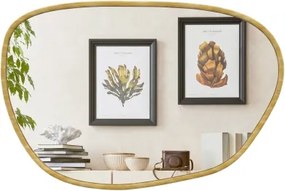 HOMCOM nástěnné zrcadlo, dekorativní asymetrické zrcadlo 90x60cm z tvrzeného skla pro koupelnu, ložnici, obývací pokoj, chodbu, přírodní