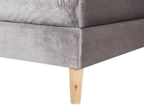 Sametová kontinentální postel 160 x 200 cm šedá MARQUISE Beliani