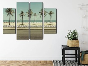 Vícedílný obraz Palmy Na Pláži Ipanema V Rio De Janeiru Nedostatek Nedostatek Přírodní plátno 200x150
