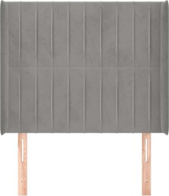 Čelo postele typu ušák světle šedé 83x16x118/128 cm samet 3119848
