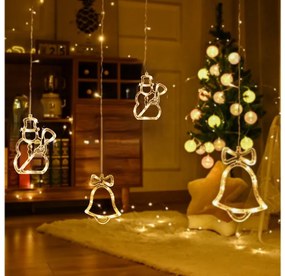 Vnitřní LED vánoční závěs - sněhuláci a zvony, 3m, 138 LED Barva: Studená bílá