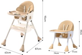 Židle na krmení KDK03 4v1 béžová + košík a kolečka ZDARMA