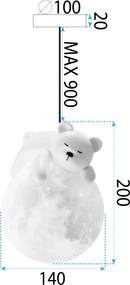 Dětský závěsný lustr White Bear bílý