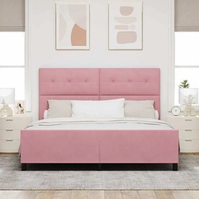 Postel s boxspringem s čelo Růžová 180 x 200 cm samet 3344962