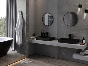 Mexen Loft, kulaté koupelnové zrcadlo 55 cm, barva rámu černá matná, 9850-055-055-000-70