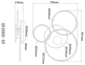 Globo 48466B-40-LED Stm stropní svít INVERTINA 40W/230V 2700-6500K 70x80,7cm+DO