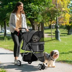 PawHut psí kočárek skládací pro psy a kočky do 10 kg 75 x 45 x 97 cm tmavě šedý