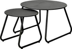 Sada kovových odkládacích stolků, Ø 40 cm, Ø 60 cm, černá barva