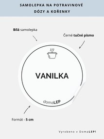 Samolepka na kořenky VANILKA bílá 5 cm tučné písmo