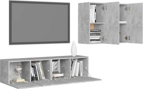4dílný set TV skříněk betonově šedý dřevotříska 3079105