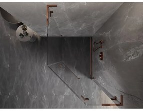 Mexen Lunar, L pětiúhelníkový sprchový kout s pravým sklonem 80 x 100 cm, 8mm čiré sklo, profil růžové zlato, 831L-080P-100L-60-00-P