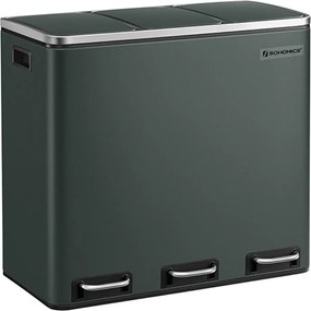 Koš na třídění odpadu SORT 54 l (3×18 l), antracitová/stříbrná SongmicsHome