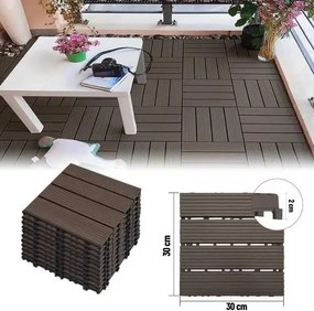 ConSys Plastové dlaždice 30x30x2 cm PP 67295 sada 10 kusů tmavě hnědá