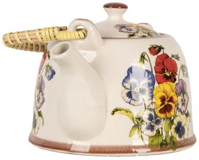 Porcelánová konvička na čaj se sítkem s motivem barevné macešky – 800 ml