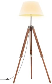 Stojací lampa stativ medově hnědá a bílá masivní teak 141 cm