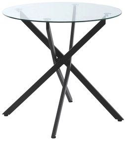 Konferenční stolek HOMCOM kulatý skleněný stolek černý odkládací stolek s bezpečnostním sklem a kovovým rámem 80x80x75 cm moderní a stylový