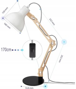 Stolní lampa 1xE27/40W/230V bílá/černá