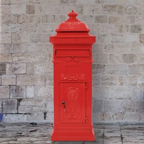 Sloupová poštovní schránka ve vintage stylu rezuvzdorná červená - Default Title