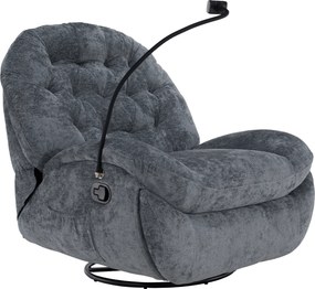 Luxusní otočné křeslo, houpací, šedá, DELMOR