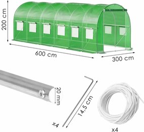 Zahradní foliovník 6x3x2 m 18m2 SPRINGOS GT0005