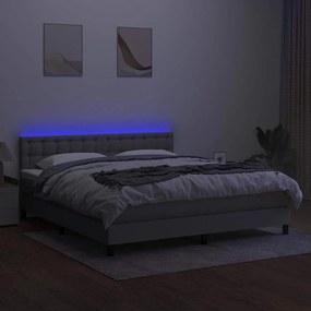 Box spring postel s matrací a LED světle šedá 160x200 cm textil 3133485