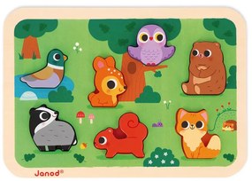 Dřevěné vkládací puzzle 3D - Zvířátka z lesa