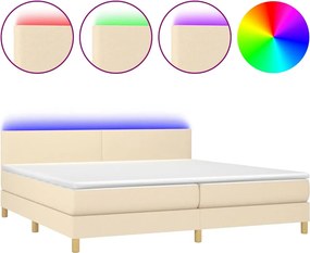 Box spring postel s matrací a LED krémová 200x200 cm textil 3133586