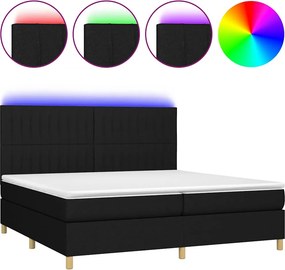 Box spring postel s matrací a LED černá 200x200 cm textil 3135623