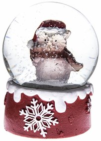 Vánoční sněžítko Sova červená, 6,5 x 8,5 cm