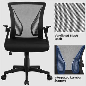 Kancelářská židle Yaheetech – černá, 60 cm (šířka) × 58,5 cm (hloubka) × 91,5 cm – 100,5 cm (výška) (267536686858)