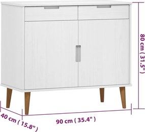 vidaXL Příborník MOLDE 90 x 40 x 80 cm masivní borové dřevo [350547] Barva: Hnědá